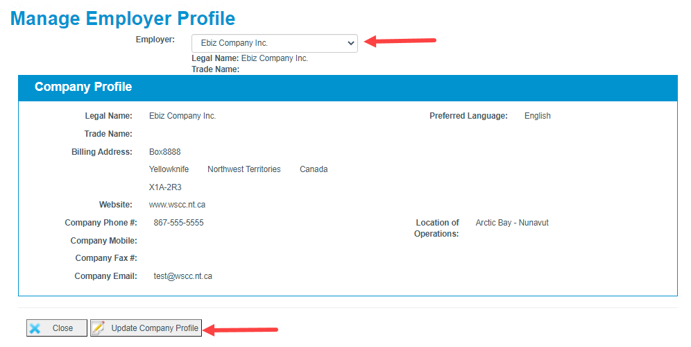 How can I update my employer profile?